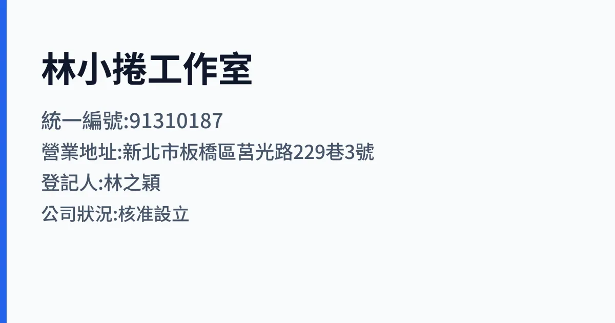 林小捲工作室 - 統編 91310187(桃園市) 公司登記資料與營業項目詳細圖表