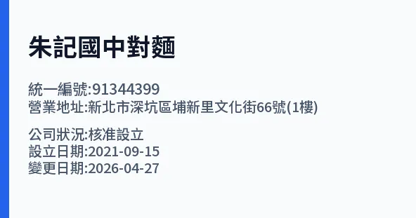 朱記國中對麵的照片-統編 91344399(新北市) 公司登記資料與營業項目詳細圖表