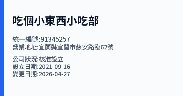 吃個小東西小吃部的照片-統編 91345257(宜蘭縣) 公司登記資料與營業項目詳細圖表