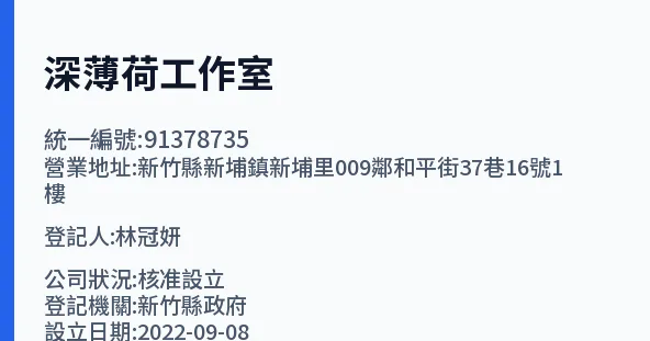 深薄荷工作室的照片-統編 91378735(新竹縣) 公司登記資料與營業項目詳細圖表