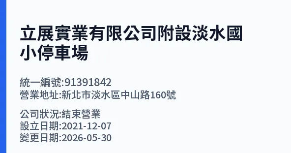 立展實業有限公司附設淡水國小停車場的照片-統編 91391842(新北市) 公司登記資料與營業項目詳細圖表