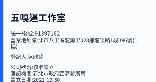 五嘎逼工作室的照片-統編 91397162(新北市) 公司登記資料與營業項目詳細圖表