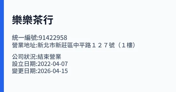 樂樂茶行的照片-統編 91422958(新北市) 公司登記資料與營業項目詳細圖表