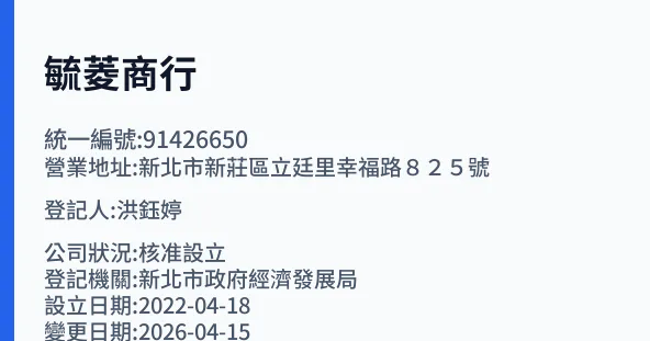 毓菱商行的照片-統編 91426650(新北市) 公司登記資料與營業項目詳細圖表