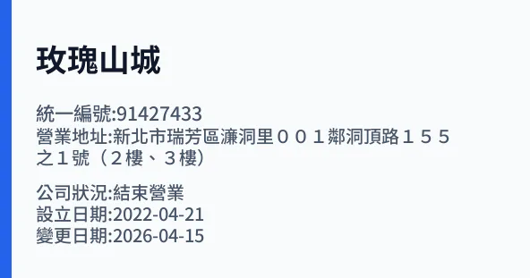 玫瑰山城的照片-統編 91427433(新北市) 公司登記資料與營業項目詳細圖表