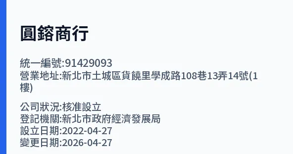 圓鎔商行的照片-統編 91429093(新北市) 公司登記資料與營業項目詳細圖表