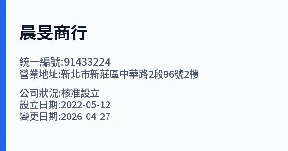 晨旻商行的照片-統編 91433224(新北市) 公司登記資料與營業項目詳細圖表