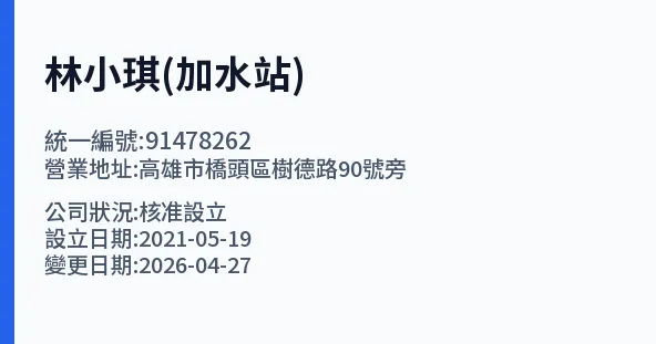 林小琪(加水站)的照片-統編 91478262(高雄市) 公司登記資料與營業項目詳細圖表