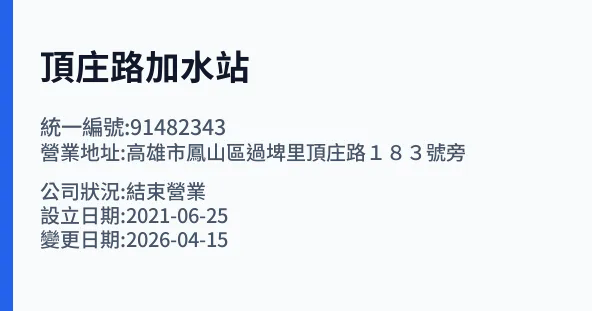 頂庄路加水站的照片-統編 91482343(高雄市) 公司登記資料與營業項目詳細圖表