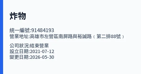 炸物的照片-統編 91484193(高雄市) 公司登記資料與營業項目詳細圖表