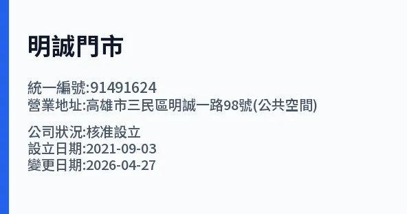 明誠門市的照片-統編 91491624(高雄市) 公司登記資料與營業項目詳細圖表
