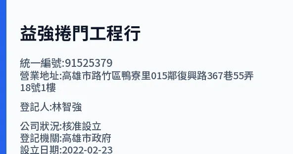 益強捲門工程行的照片-統編 91525379(高雄市) 公司登記資料與營業項目詳細圖表