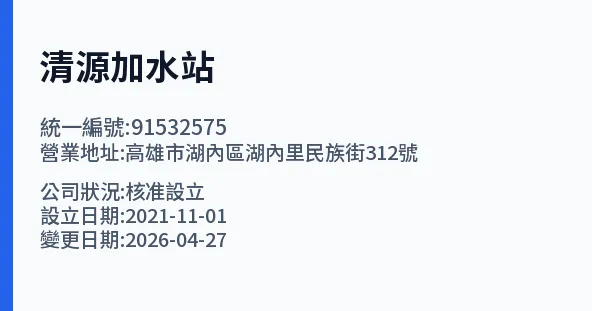 清源加水站的照片-統編 91532575(高雄市) 公司登記資料與營業項目詳細圖表