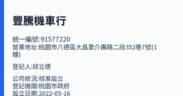 豐騰機車行的照片-統編 91577220(桃園市) 公司登記資料與營業項目詳細圖表