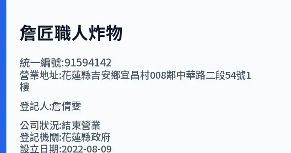 詹匠職人炸物的照片-統編 91594142(花蓮縣) 公司登記資料與營業項目詳細圖表