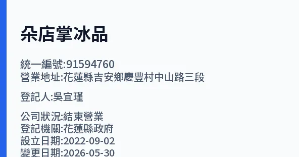朵店掌冰品的照片-統編 91594760(花蓮縣) 公司登記資料與營業項目詳細圖表