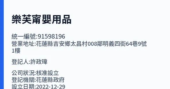 樂芙甯嬰用品的照片-統編 91598196(花蓮縣) 公司登記資料與營業項目詳細圖表