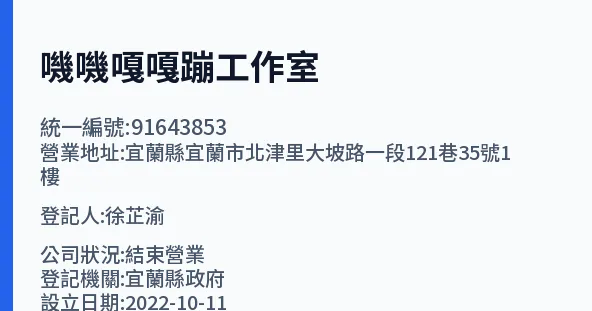 嘰嘰嘎嘎蹦工作室的照片-統編 91643853(宜蘭縣) 公司登記資料與營業項目詳細圖表