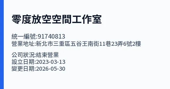 零度放空空間工作室的照片-統編 91740813(新北市) 公司登記資料與營業項目詳細圖表