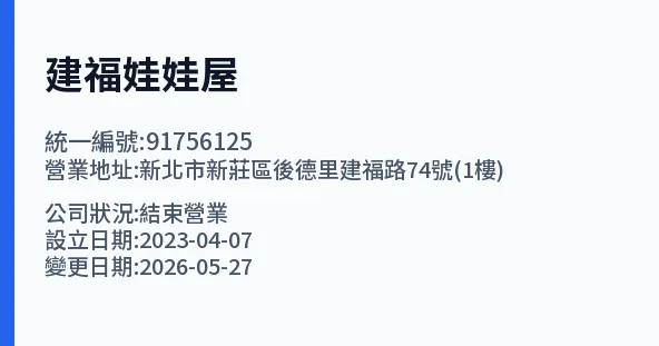 建福娃娃屋的照片-統編 91756125(新北市) 公司登記資料與營業項目詳細圖表