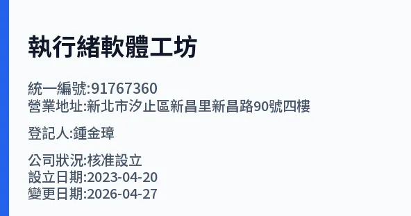 執行緒軟體工坊的照片-統編 91767360(新北市) 公司登記資料與營業項目詳細圖表