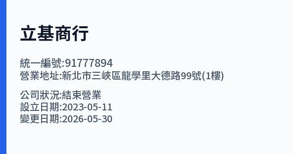 立基商行的照片-統編 91777894(新北市) 公司登記資料與營業項目詳細圖表