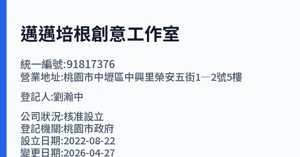 邁邁培根創意工作室的照片-統編 91817376(桃園市) 公司登記資料與營業項目詳細圖表