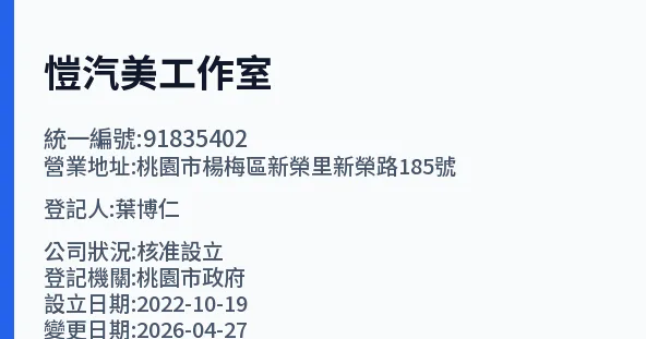 愷汽美工作室的照片-統編 91835402(桃園市) 公司登記資料與營業項目詳細圖表