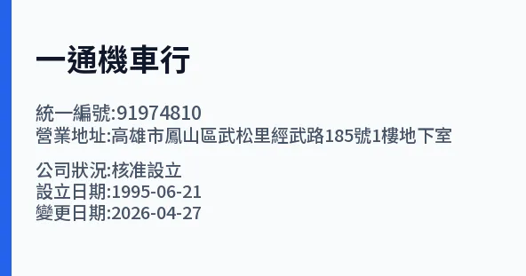 一通機車行的照片-統編 91974810(高雄市) 公司登記資料與營業項目詳細圖表