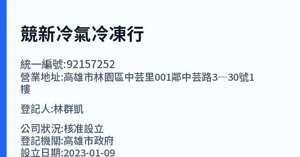 競新冷氣冷凍行的照片-統編 92157252(高雄市) 公司登記資料與營業項目詳細圖表