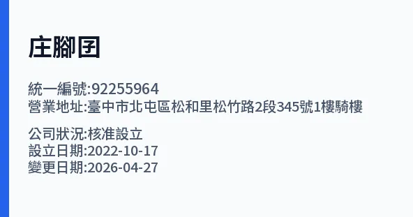 庄腳囝的照片-統編 92255964(臺中市) 公司登記資料與營業項目詳細圖表