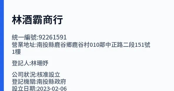 林酒霸商行的照片-統編 92261591(南投縣) 公司登記資料與營業項目詳細圖表