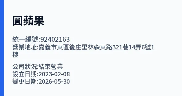 圓蘋果的照片-統編 92402163(嘉義市) 公司登記資料與營業項目詳細圖表