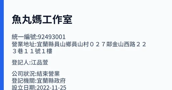 魚丸媽工作室的照片-統編 92493001(宜蘭縣) 公司登記資料與營業項目詳細圖表