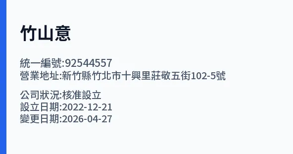竹山意的照片-統編 92544557(新竹縣) 公司登記資料與營業項目詳細圖表
