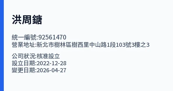 洪周鎕的照片-統編 92561470(新北市) 公司登記資料與營業項目詳細圖表