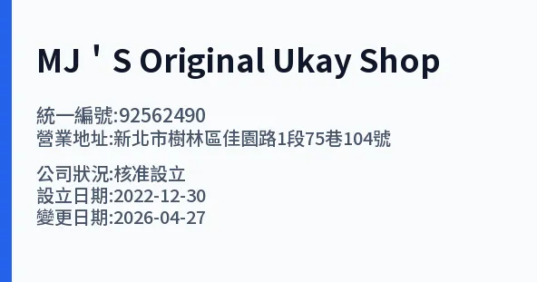 MJ'S Original Ukay Shop的照片-統編 92562490(新北市) 公司登記資料與營業項目詳細圖表