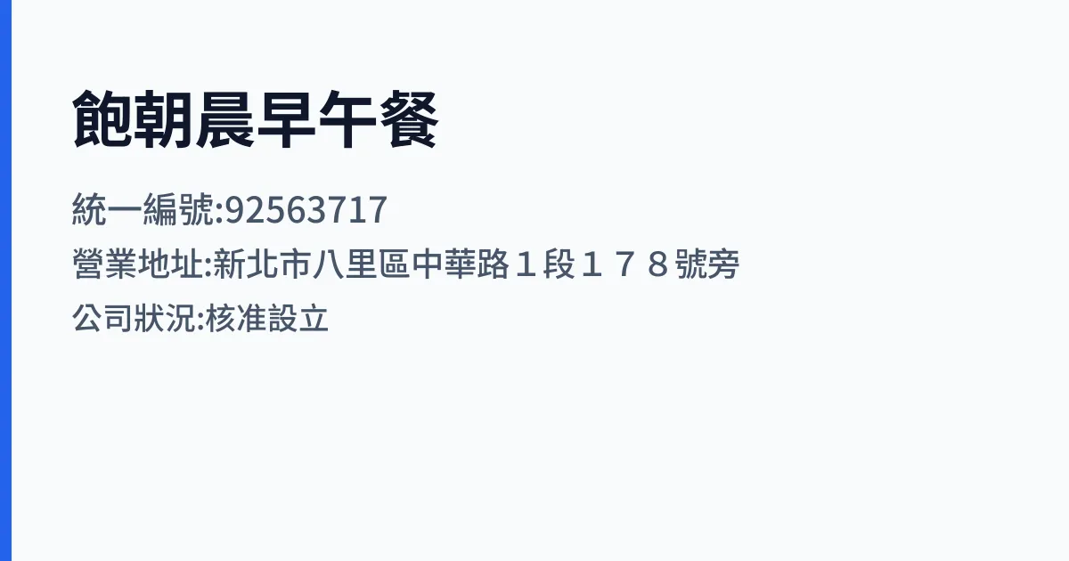 飽朝晨早午餐 - 統編 92563717(新北市) 公司登記資料與營業項目詳細圖表