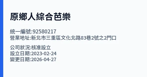 原鄉人綜合芭樂的照片-統編 92580217(新北市) 公司登記資料與營業項目詳細圖表