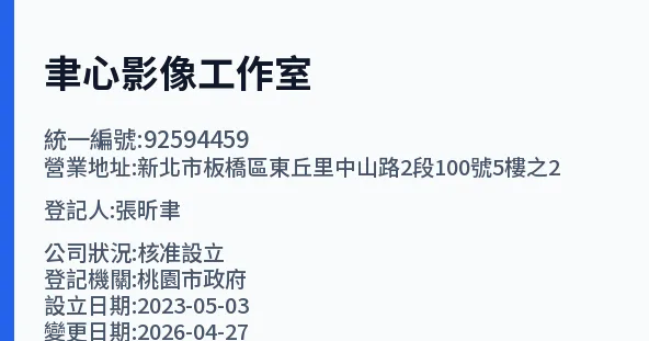 聿心影像工作室的照片-統編 92594459(新北市) 公司登記資料與營業項目詳細圖表