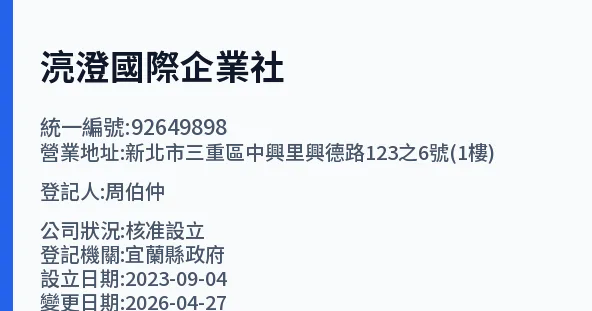 湸澄國際企業社的照片-統編 92649898(新北市) 公司登記資料與營業項目詳細圖表