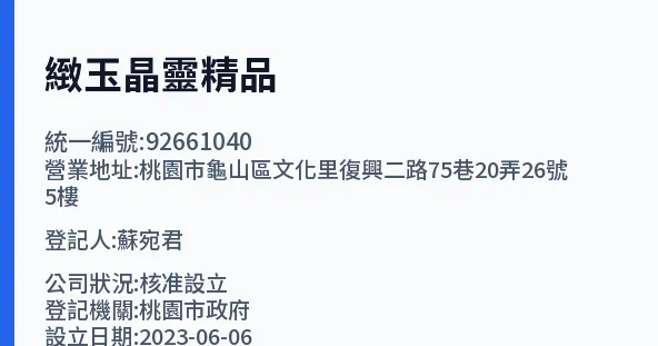 緻玉晶靈精品的照片-統編 92661040(桃園市) 公司登記資料與營業項目詳細圖表