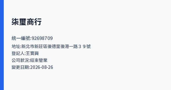 柒璽商行的照片-統編 92698709(新北市) 公司登記資料與營業項目詳細圖表
