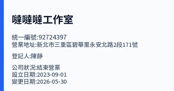 噠噠噠工作室的照片-統編 92724397(新北市) 公司登記資料與營業項目詳細圖表