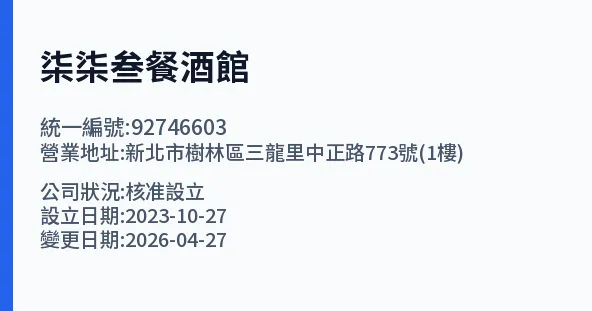 柒柒叁餐酒館的照片-統編 92746603(新北市) 公司登記資料與營業項目詳細圖表