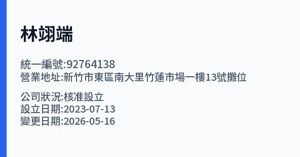 林翊端的照片-統編 92764138(新竹市) 公司登記資料與營業項目詳細圖表