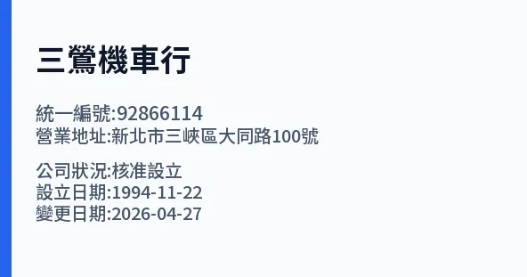 三鶯機車行的照片-統編 92866114(新北市) 公司登記資料與營業項目詳細圖表