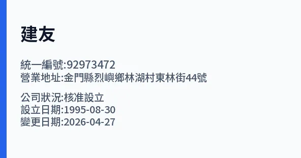 建友的照片-統編 92973472(金門縣) 公司登記資料與營業項目詳細圖表