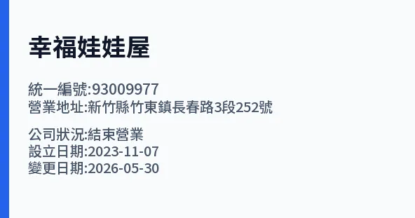 幸福娃娃屋的照片-統編 93009977(新竹縣) 公司登記資料與營業項目詳細圖表