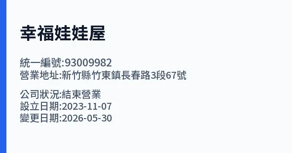 幸福娃娃屋的照片-統編 93009982(新竹縣) 公司登記資料與營業項目詳細圖表